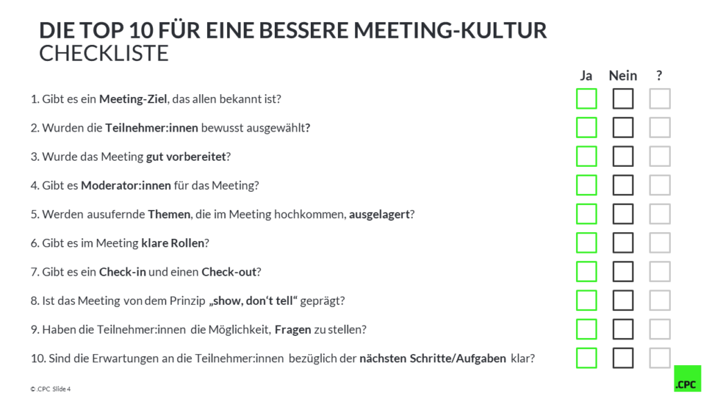 Die Top 10 für eine bessere Meeting-Kultur | Patternbreakers | A CPC ...